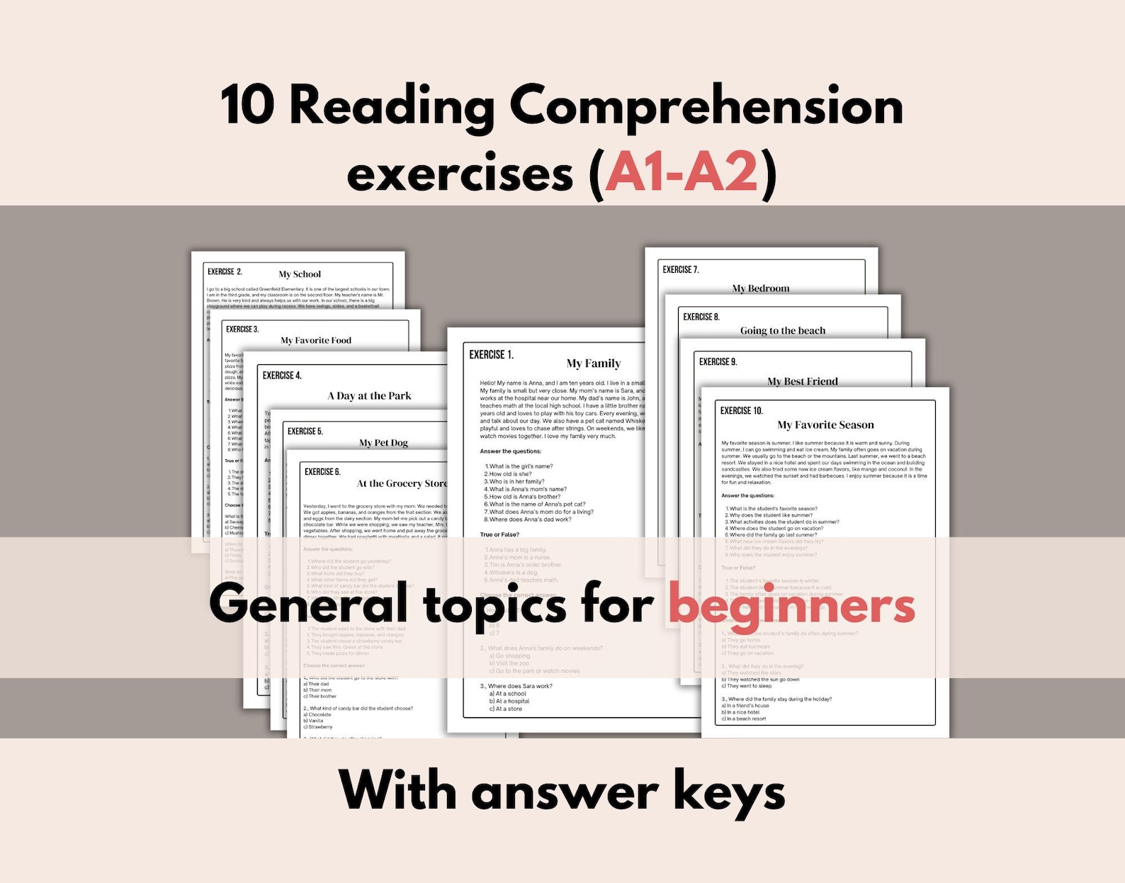 40 Pcs ESL Worksheet Bundle Present Tenses Drilling Exercises and ...