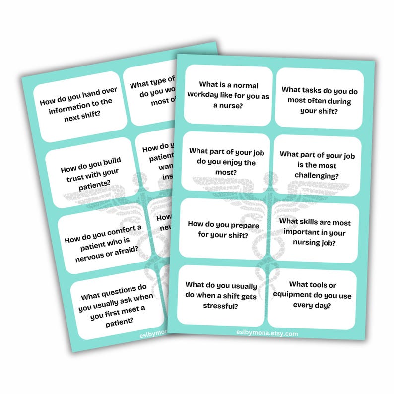 Medical English Speaking Cards | ESL Nursing Conversation Starters (PDF ...