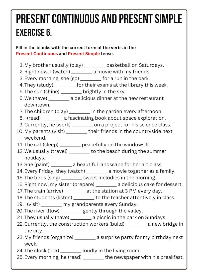 10 Pcs Grammar Drilling Exercises for Beginners A1 A2 Present ...