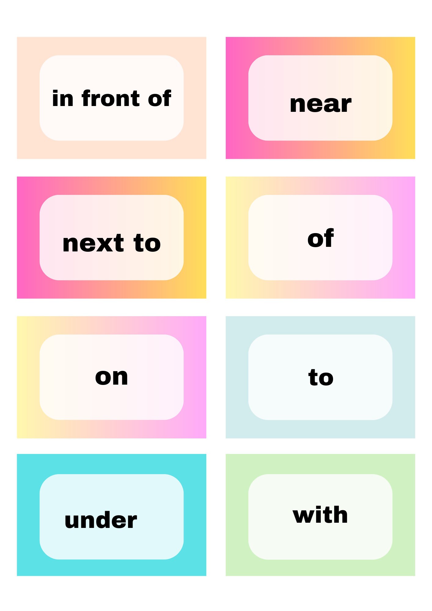 A1 English Flashcards: Adverbs, Prepositions, Conjunctions, Pronouns - Etsy