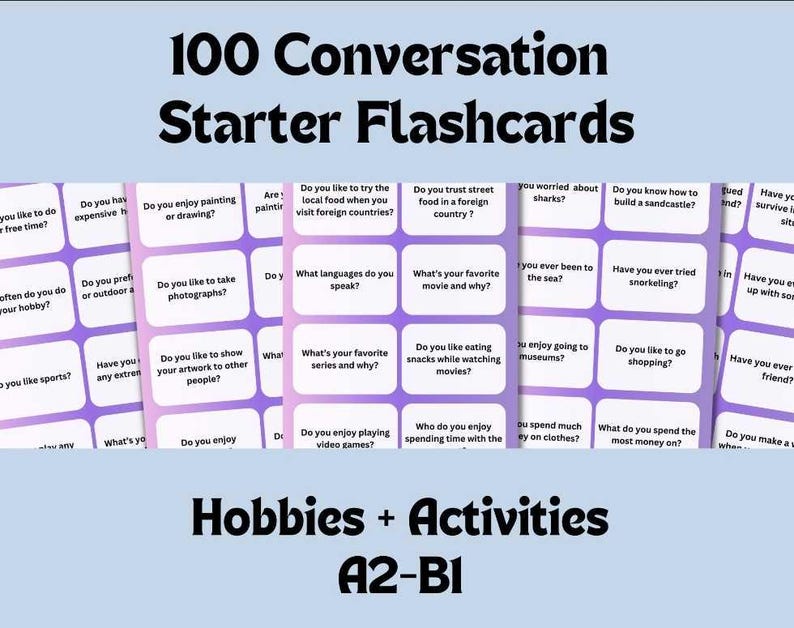700 Conversation Starter Flashcards for ESL Learners A1-B2 Level ...