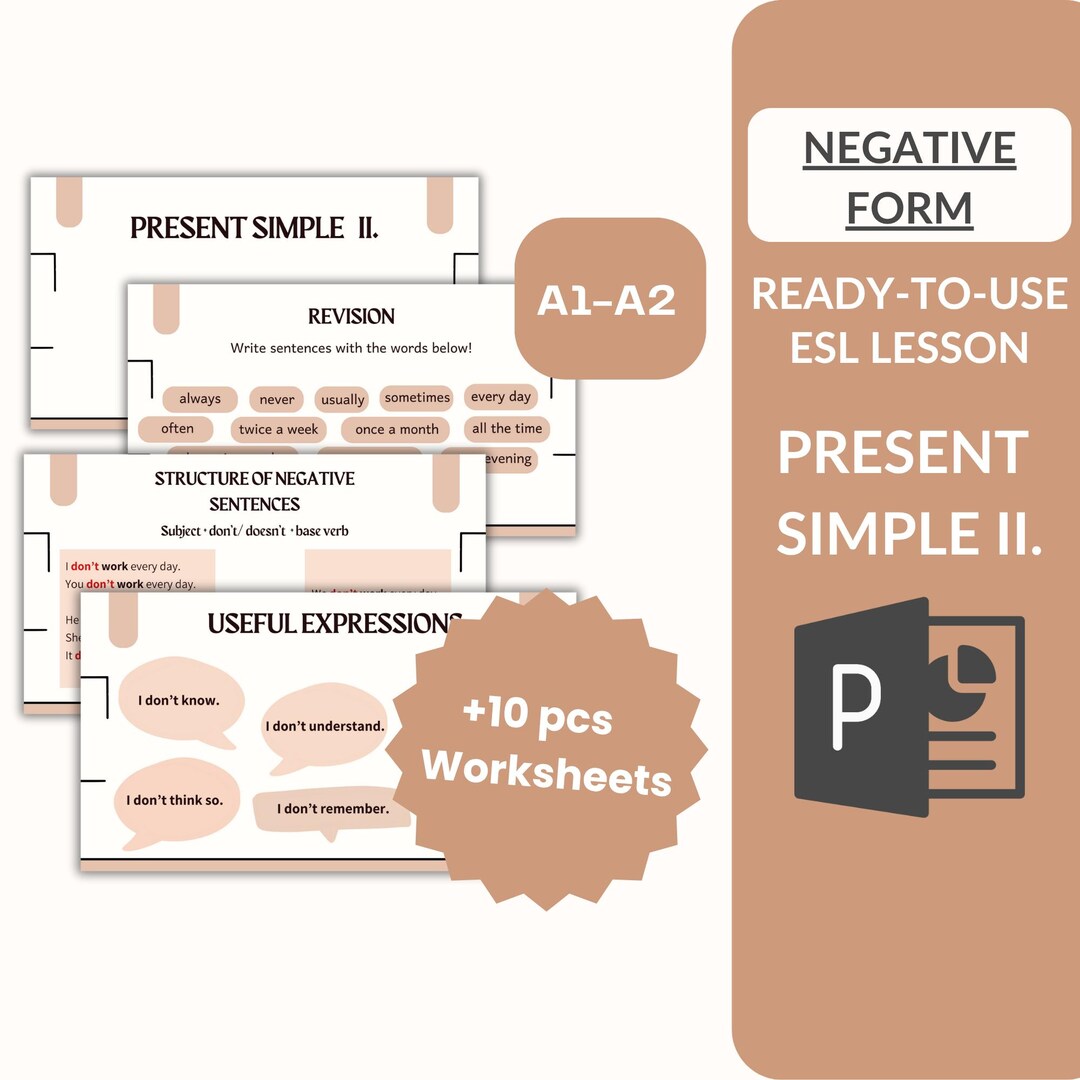 Powerpoint Lesson for A1-A2 Level Beginners Present Simple NEGATIVE ...