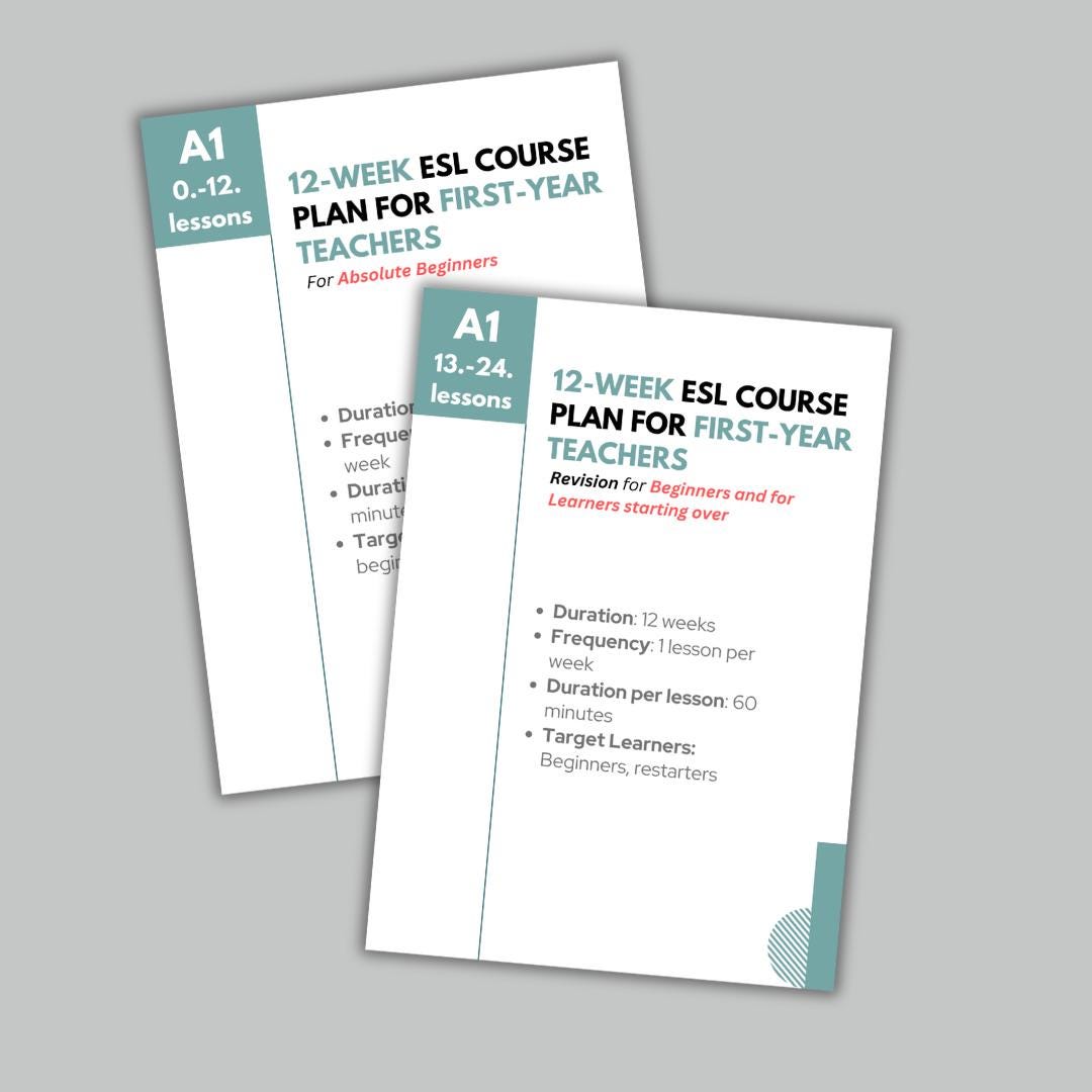 24-week ESL Course Plan Bundle for Beginners – A1 Level ESL Lesson Plan ...