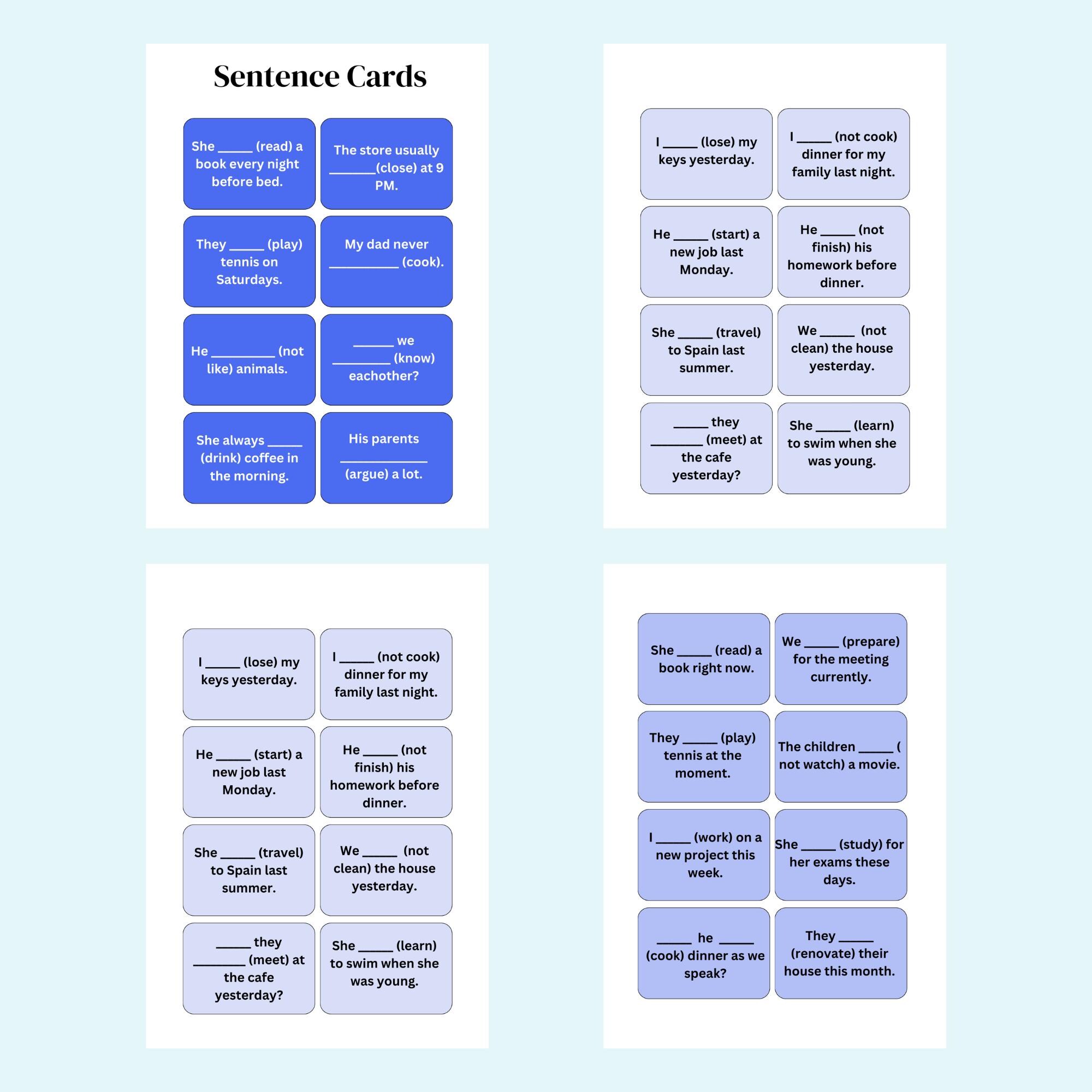 ESL Grammar Game: English Verb Tenses Board Game - Etsy