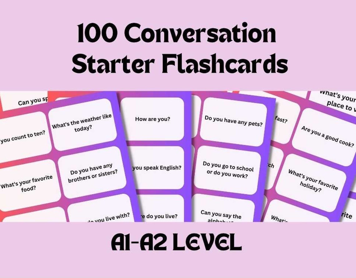 ESL Conversation Starter Flashcards: A1-B1 Level (400 Cards) - Etsy
