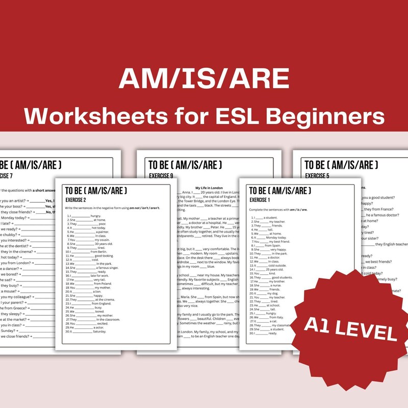 Level A1 Worksheets - Etsy