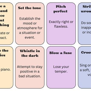 56 Pcs MUSIC Idioms Flashcards for Advanced ESL Learners for All Ages ...