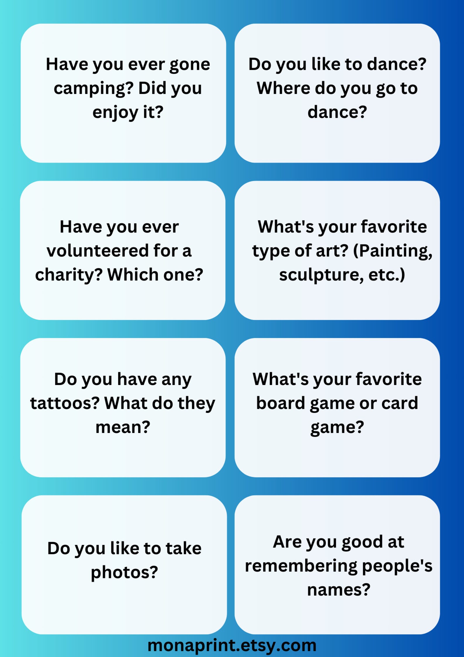 100 ESL Conversation Starter Flashcards A2-B1 Level Speaking Prompts ...