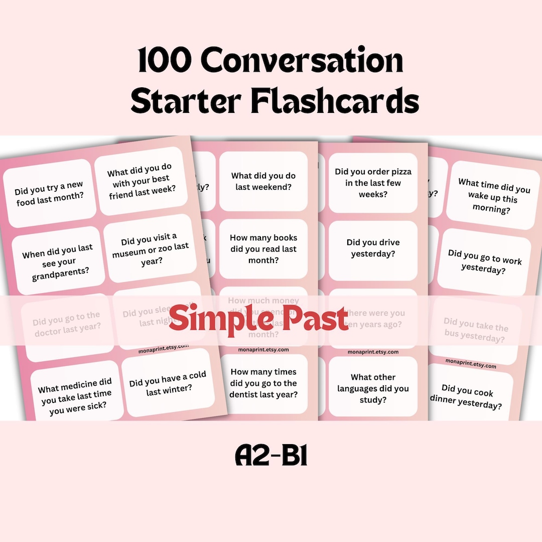 100 ESL Conversation Starter Flashcards for A2-B1 English Learners ...