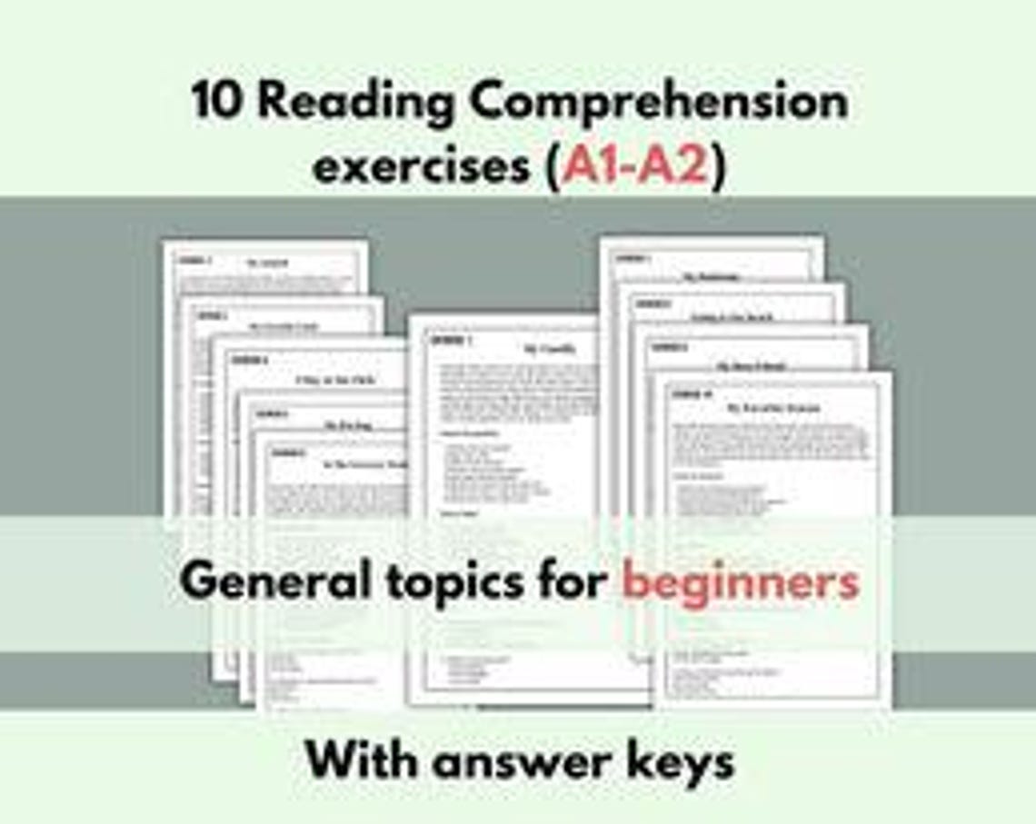 20pcs Reading Comprehension Exercises for A1-A2 Level Learners ESL ...
