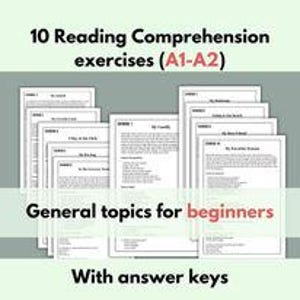 20pcs Reading Comprehension Exercises for A1-A2 Level Learners ESL ...