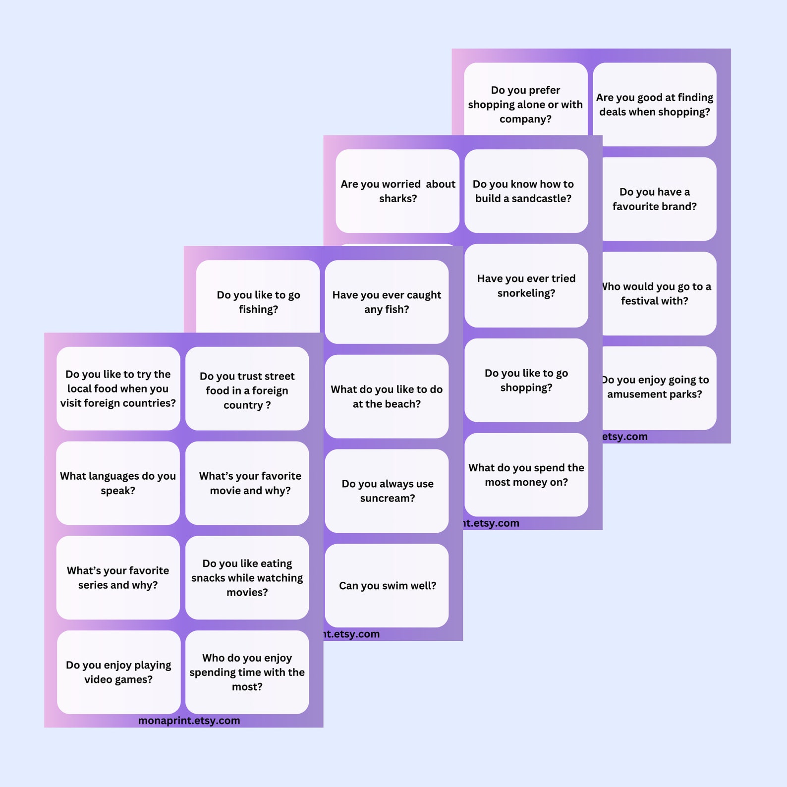 100 ESL Conversation Starter Flashcards for Beginners A2-B1 Speaking ...