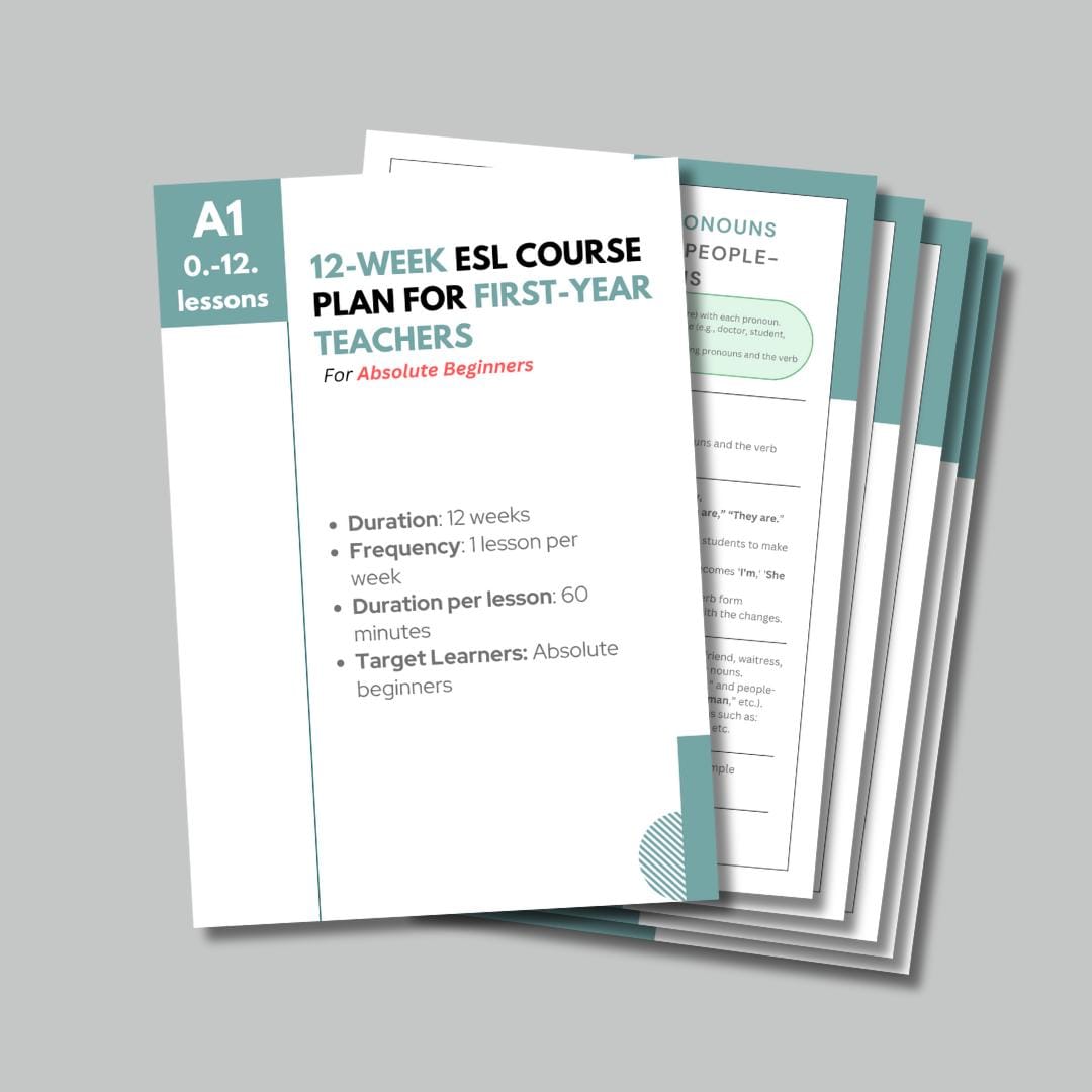 A1 ESL Course Plan: 12-week Beginner Lessons (digital Download) - Etsy