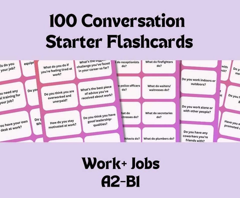 400 ESL Conversation Starter Flashcards, Family, Work, Hobbies, Present ...