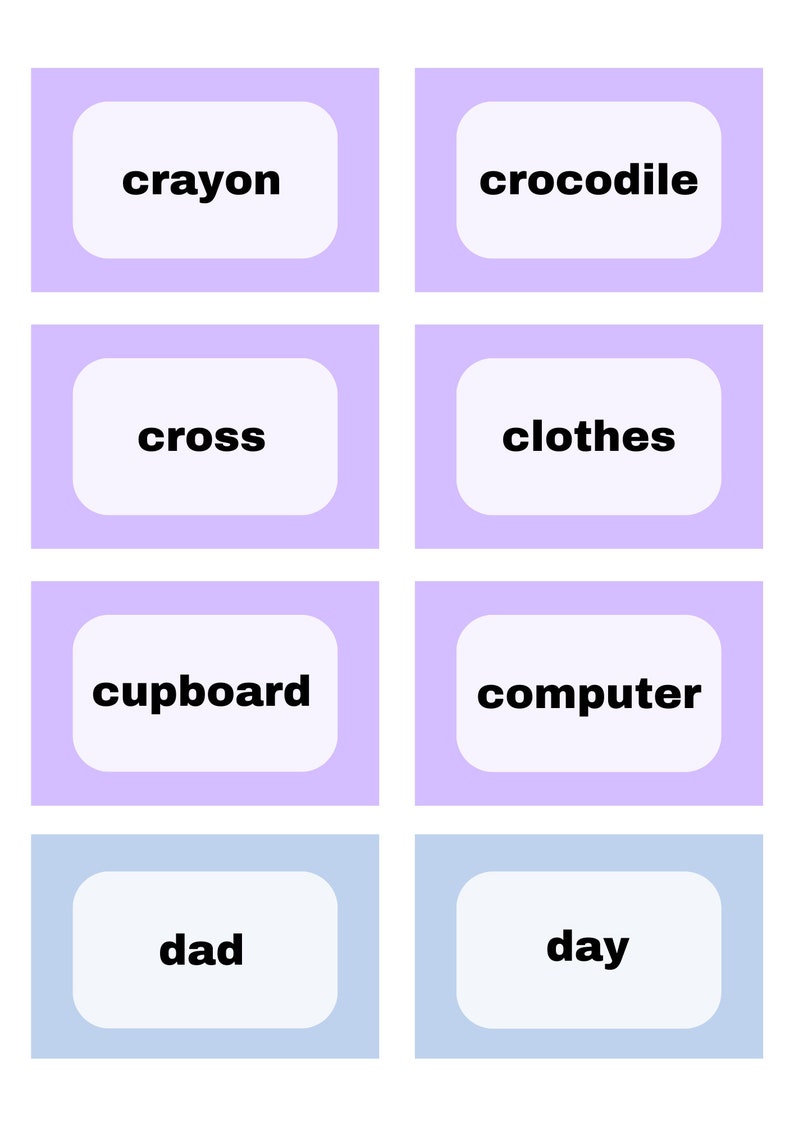 Printable English NOUNS Flashcards for ESL Beginners English Classroom ...