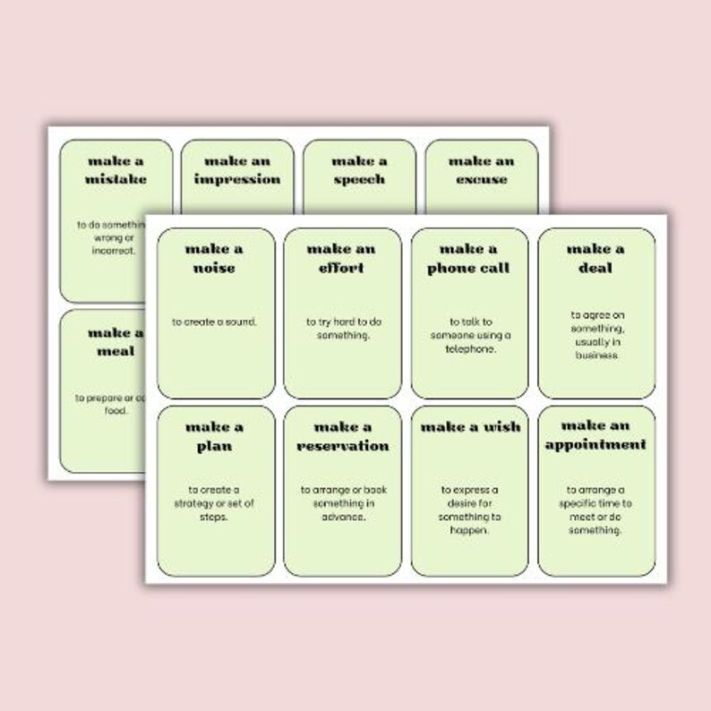 ESL Vocabulary Flashcards: Common Phrases, Collocations (PDF Pattern ...