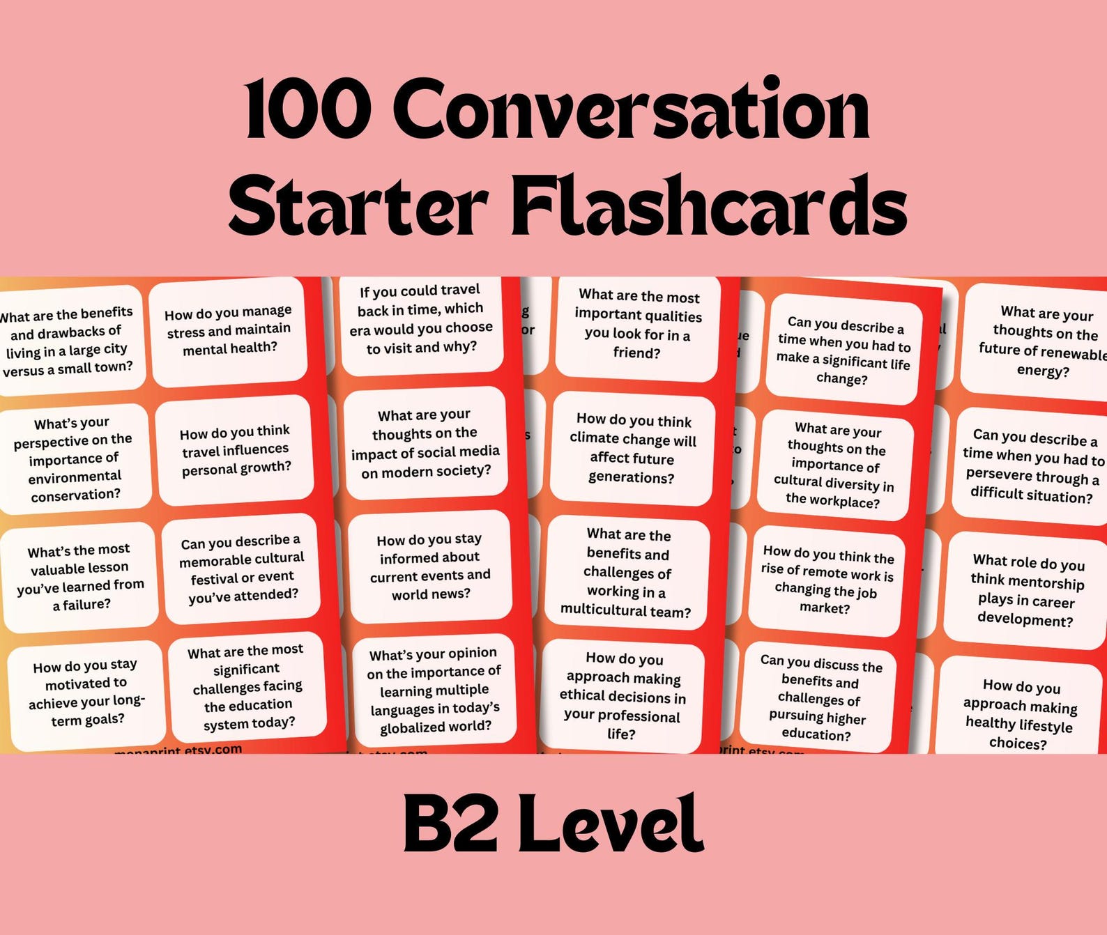 Complete ESL Conversation Starter Bundle 300 General Questions A1-B2 ...