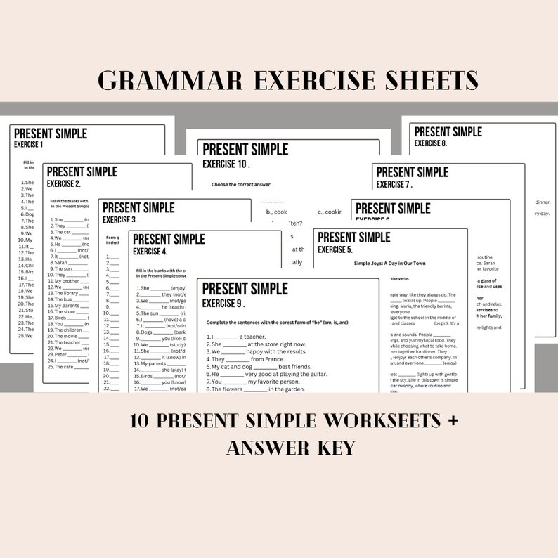 THE ULTIMATE Present Tenses Study Pack for ESL Beginners Worksheets ...