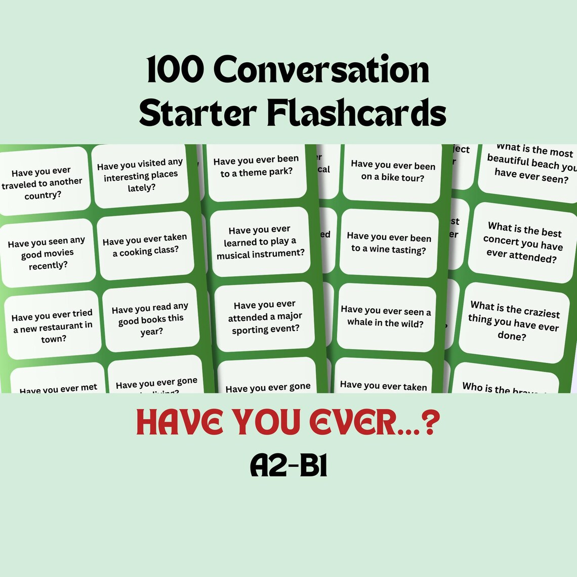 700 Conversation Starter Flashcards for ESL Learners A1-B2 Level ...