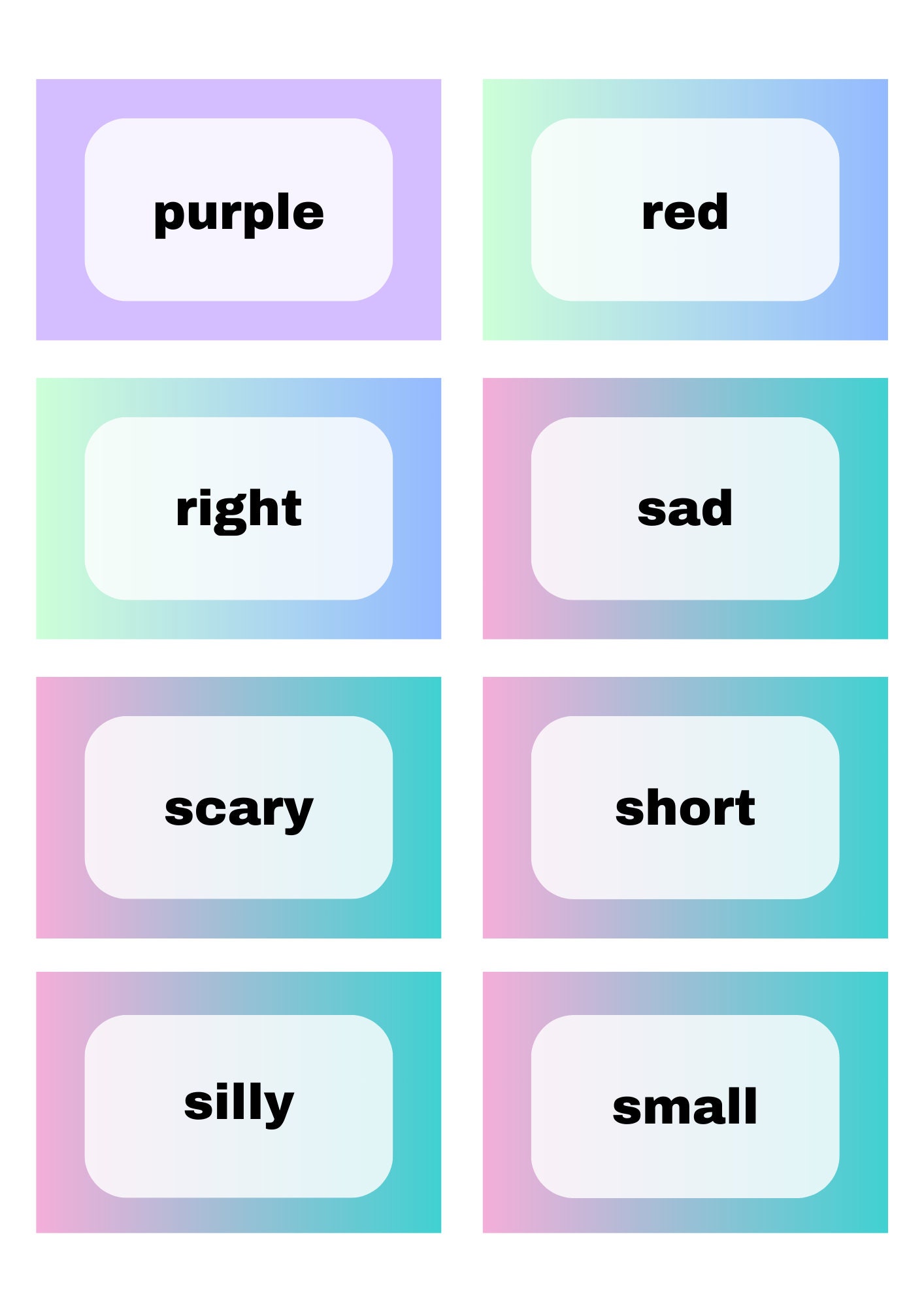 ESL Flashcards 44 English ADJECTIVES A1 Level for Absolute Beginners ...