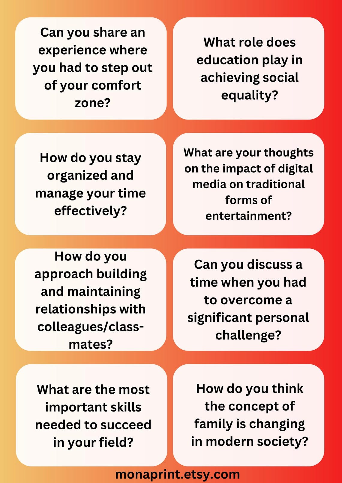 100 ESL Conversation Starter Flashcards for B2 Level Students Upper ...