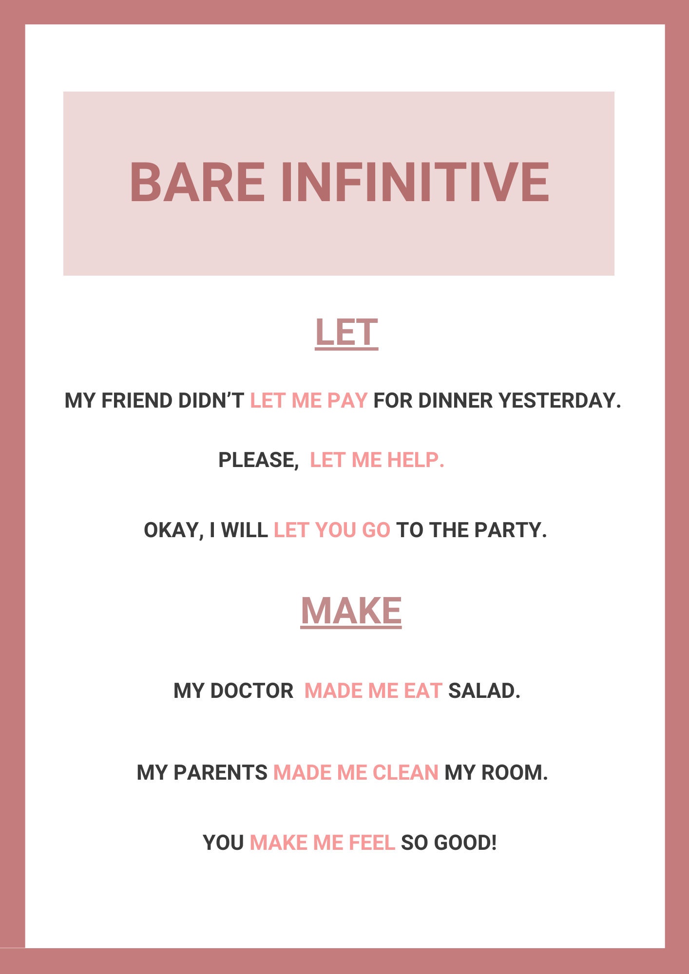 GERUND and INFINITIVE English Grammar Educational Poster Digital ...