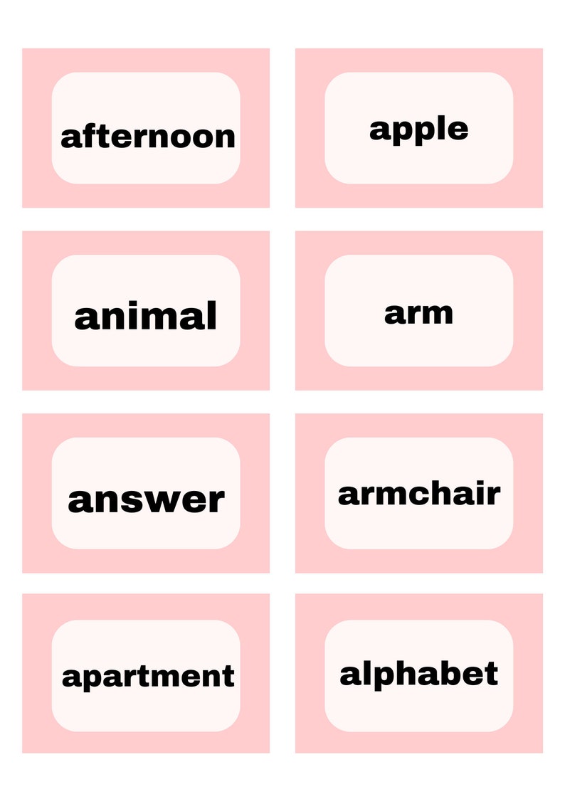 Printable Nouns Flashcards: ESL Beginner Vocabulary (A1 Level) - Etsy