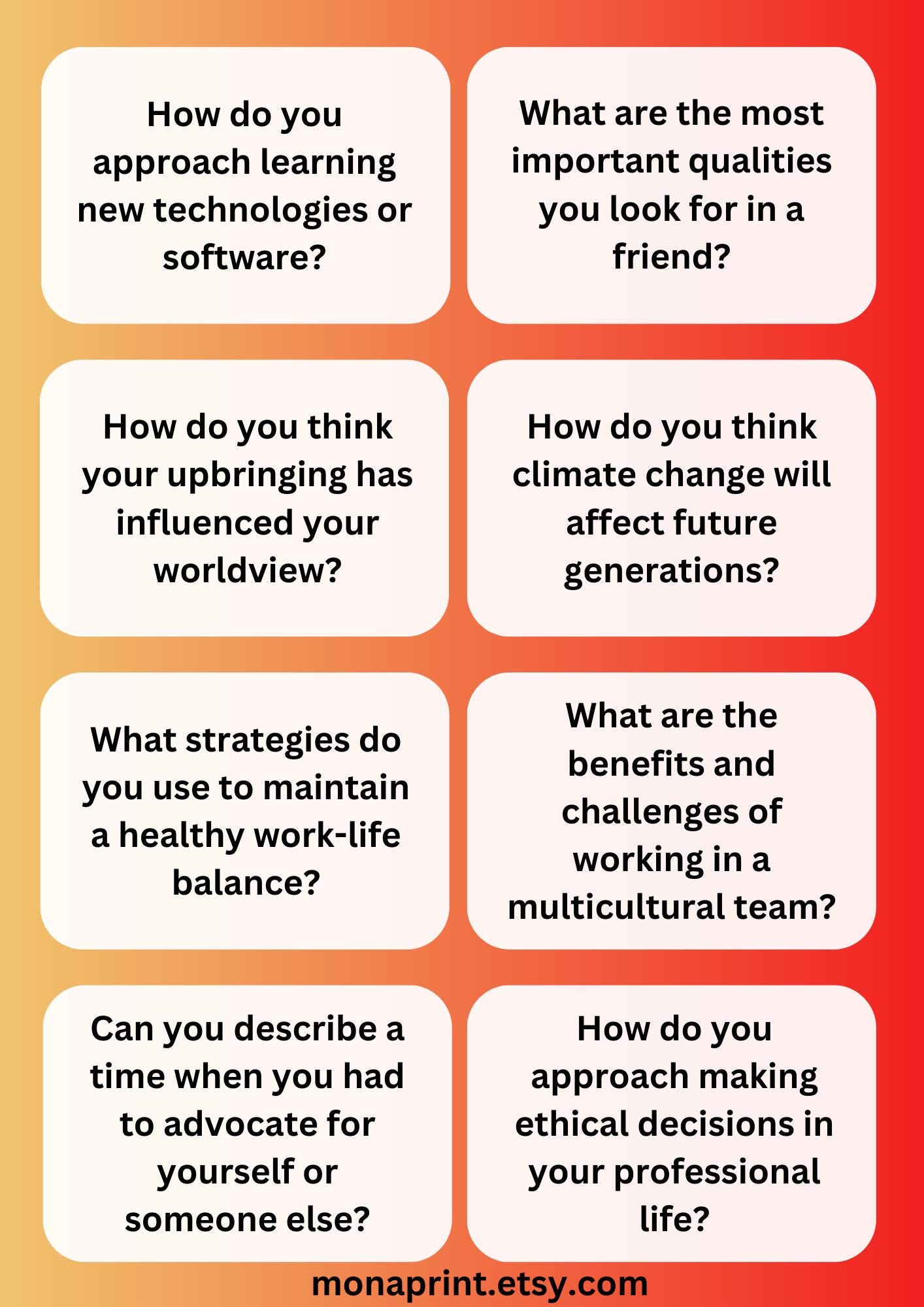 ESL Conversation Starter Flashcards: B2 Level English (PDF) - Etsy