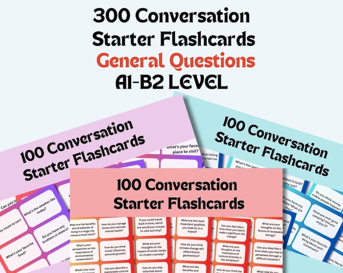 Complete ESL Conversation Starter Bundle 300 General Questions A1-B2 ...