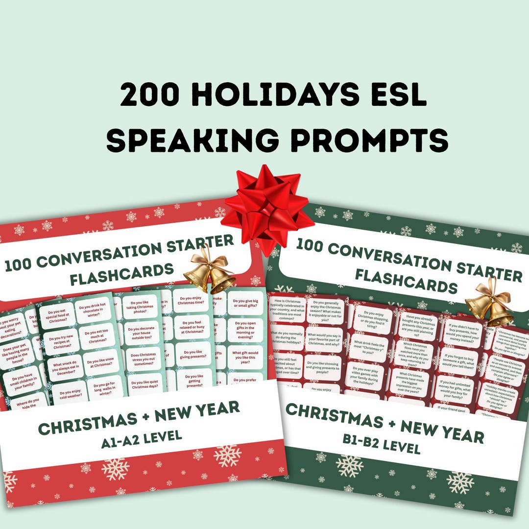 Christmas & New Year ESL Conversation Flashcards Bundle | A1–A2 + B1–B2 ...