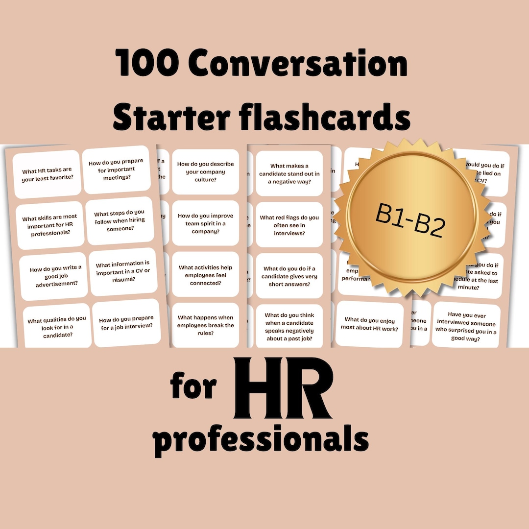100 HR Conversation Starters | Human Resources ESL Speaking Cards | EFL ...