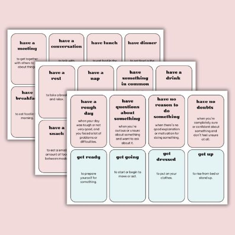 ESL Vocabulary Flashcards: Common Phrases, Collocations (PDF Pattern ...