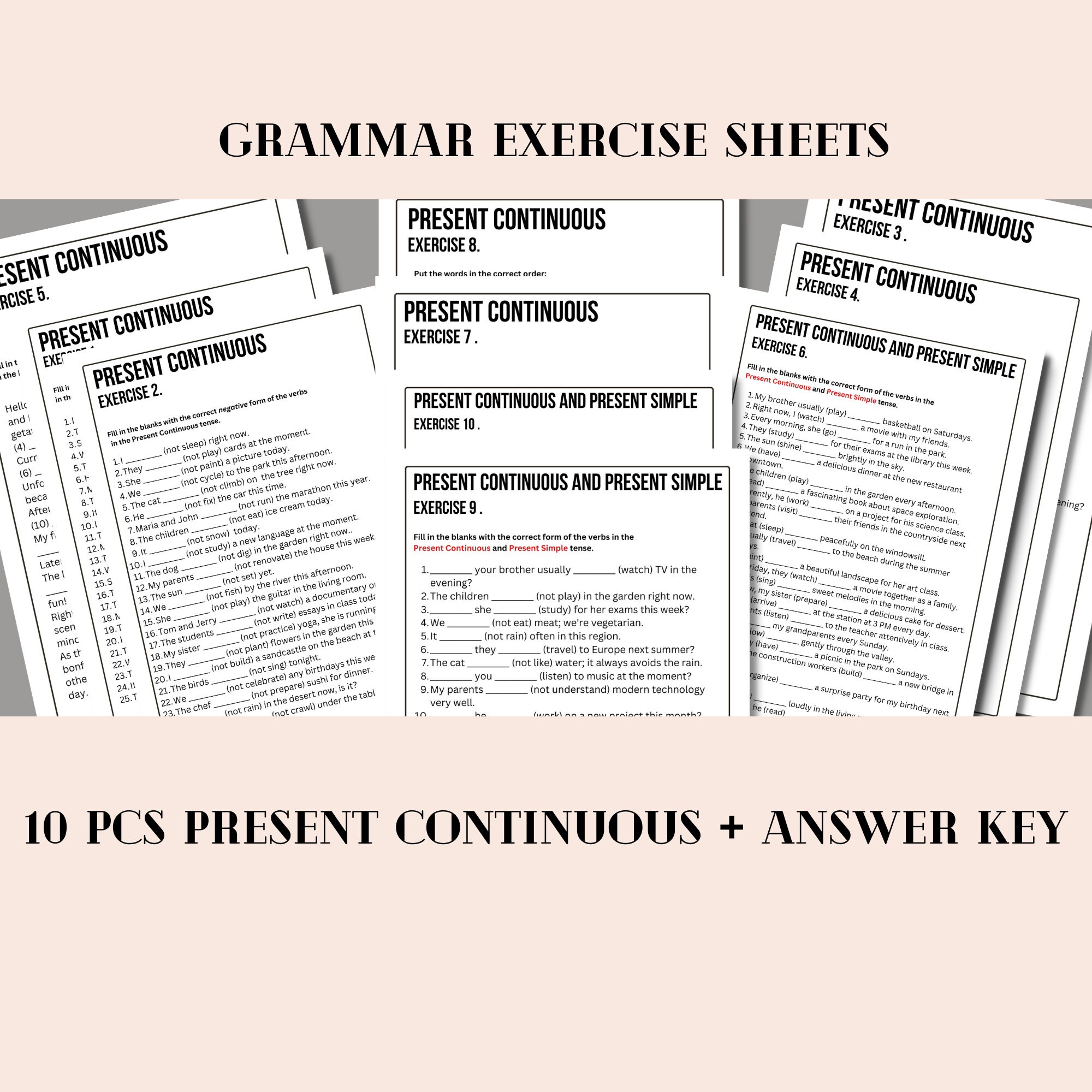 THE ULTIMATE Present Tenses Study Pack for ESL Beginners Worksheets ...