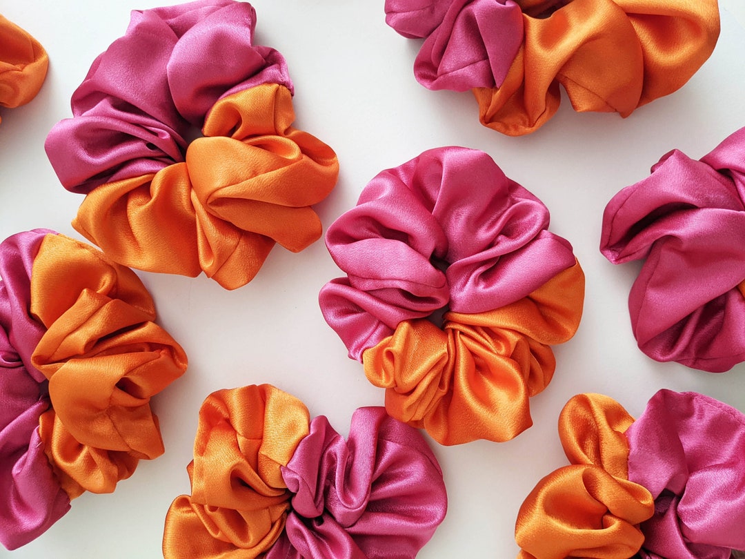 Pink and Orange Oversized Scrunchie - Etsy UK