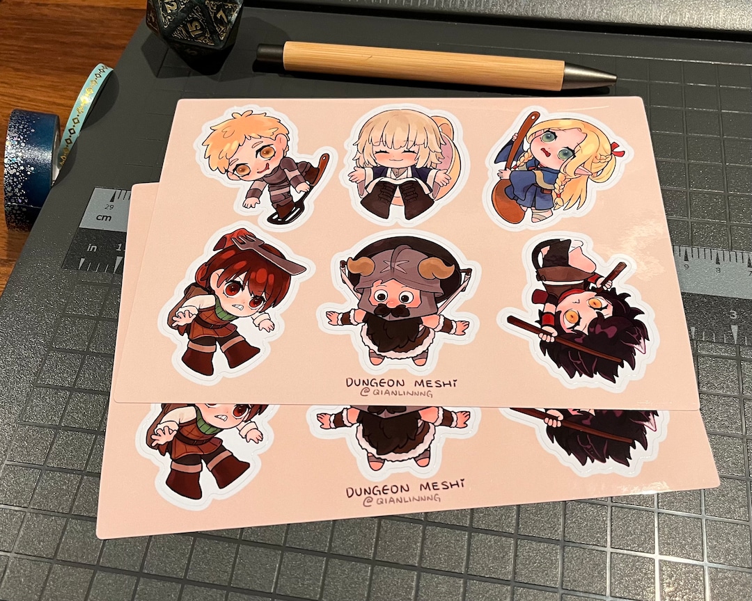 Dungeon Meshi 5x7 Inches Vinyl Sticker Sheet (laios, Senshi, Marcille ...