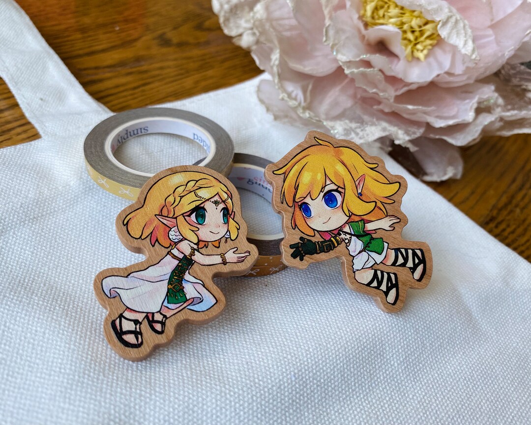 TOTK 2" Wood Pin (link and Zelda Matching Pins) Legend of Zelda: Tears ...