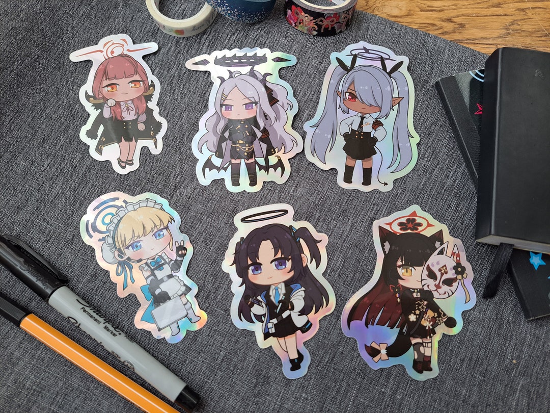 Blue Archive 9cm Holographic Stickers hina, Iori, Aru, Yuuka, Toki ...