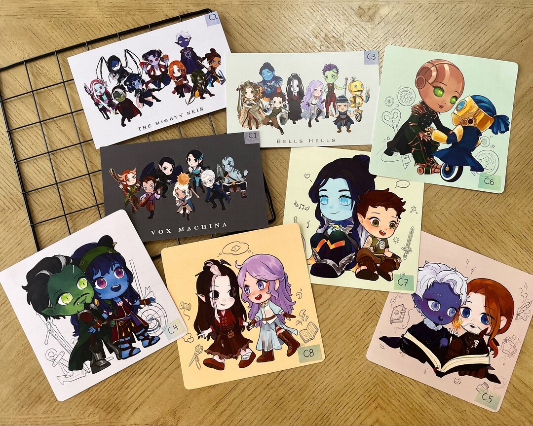 Critical Role Chibi Art Prints (vox Machina, the Mighty Nein, Bells ...