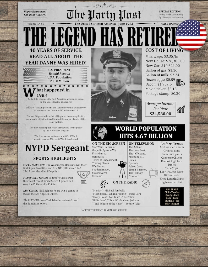 Personalized Retirement Newspaper Poster: Farewell Gift (digital) - Etsy