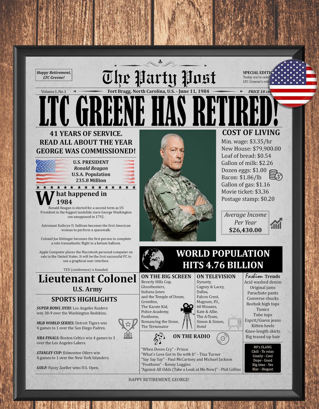 Personalized Retirement Newspaper Poster: Colleague Farewell Gift ...