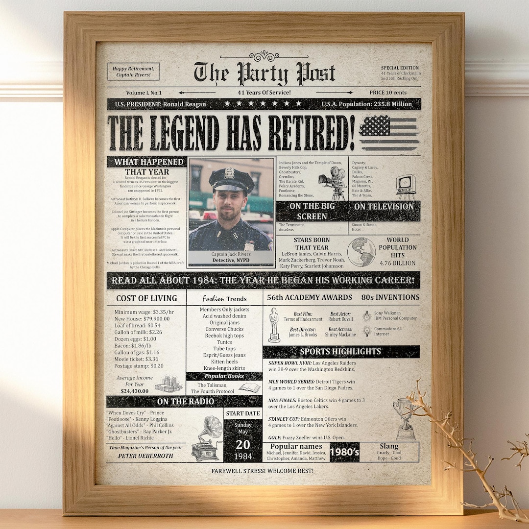 Retirement Gift for Men or Women, Retirement Newspaper Poster, Farewell ...
