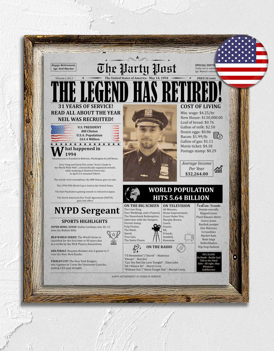 Personalized Retirement Newspaper Poster: Farewell Gift (digital) - Etsy