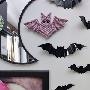 Small Pink and Black Macrame Bat Decor, Car Mirror Charm, Gothic Gift ...