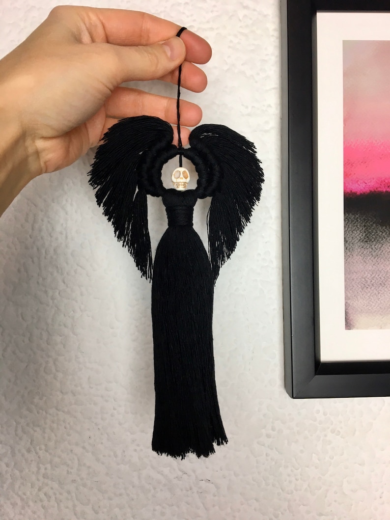 Macrame Dark Angel Macrame Angel Ornament Black Angel - Etsy