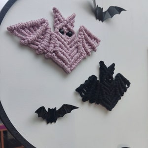 Small Pink and Black Macrame Bat Decor, Car Mirror Charm, Gothic Gift ...