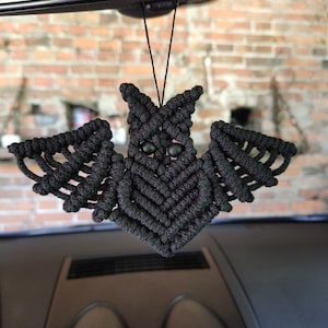 Small Bat Macrame Decor, Car Mirror Charm, Gothic Wall Decor, Gothic ...