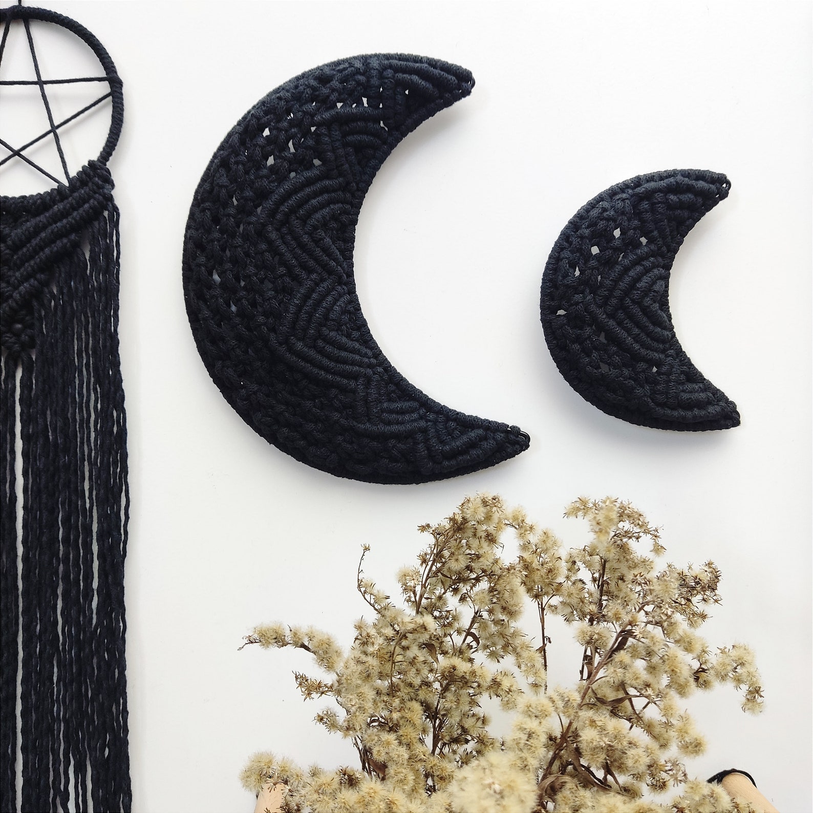 Black Macrame Crescent Moon Wall Decor Crescent Moon Home - Etsy