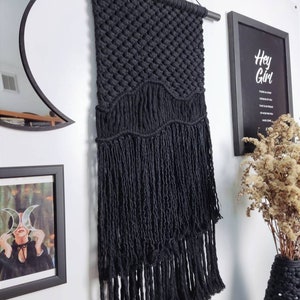 Minimalist Modern Black Macrame Wall Hanging, Macrame Home Decor ...