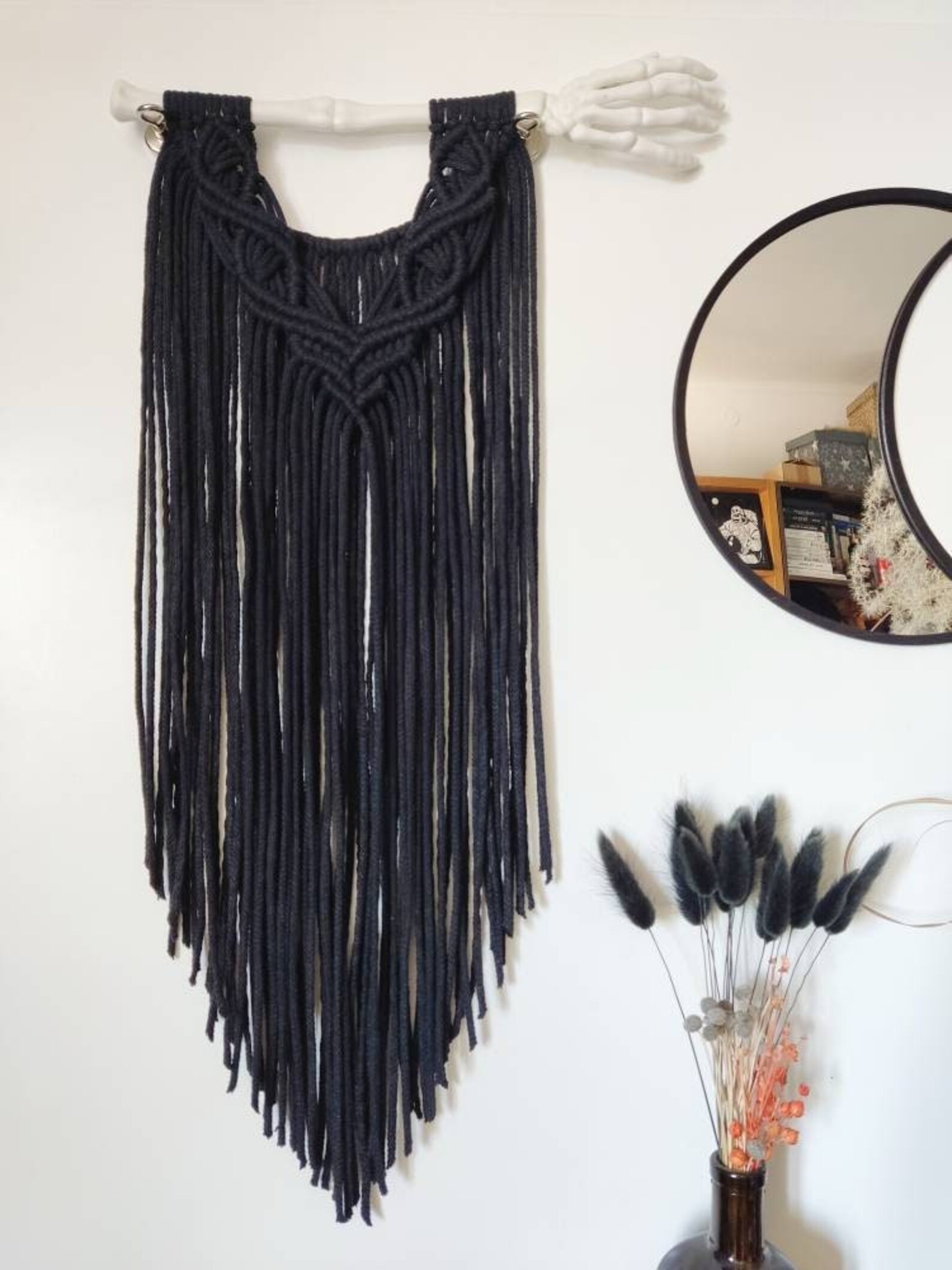 Skeleton Hand Black Macrame Wall Hanging Spooky Wall Decor - Etsy