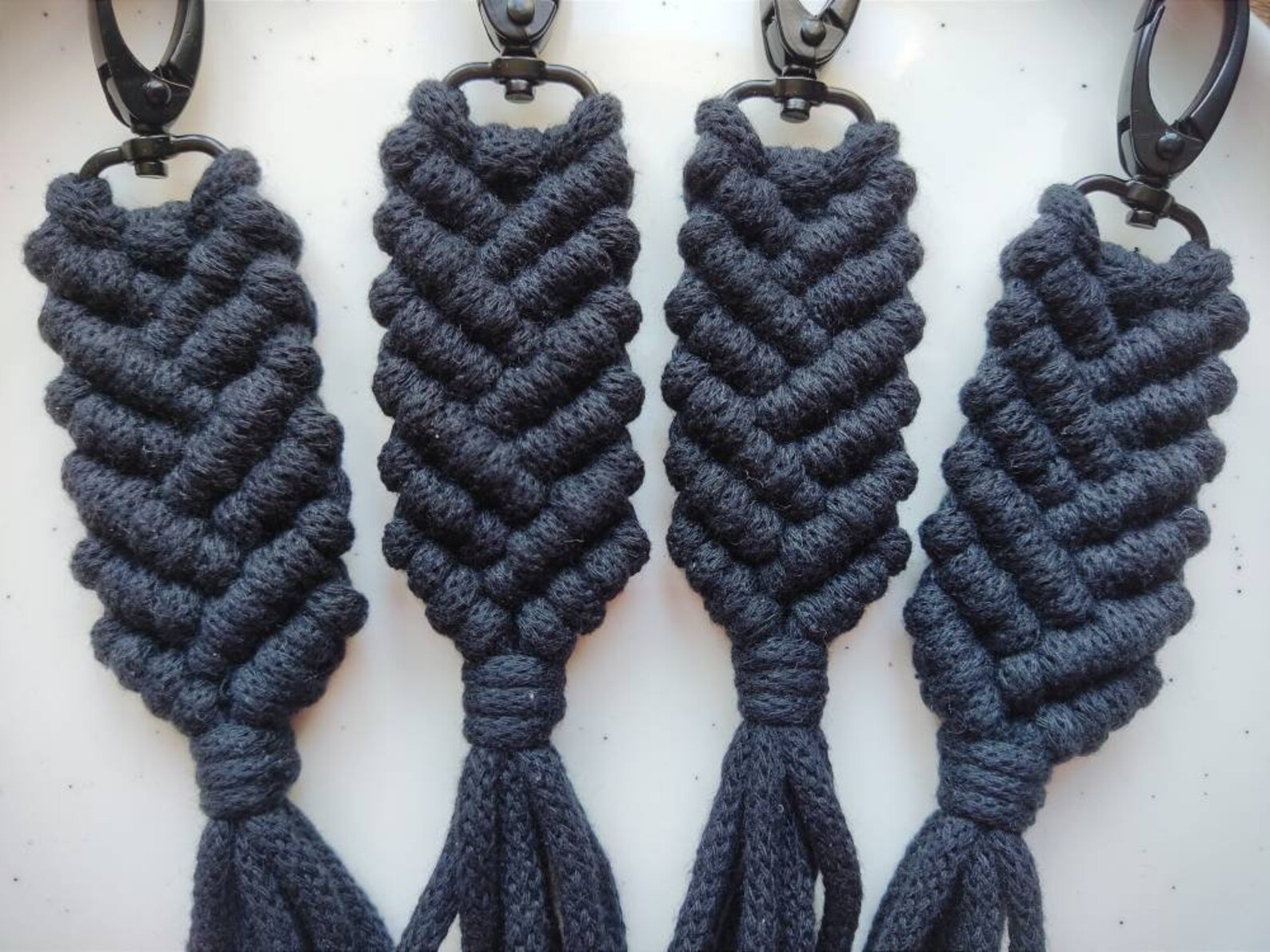 Black Macrame Keychain With Skulls Gothic Keychain Gothic - Etsy